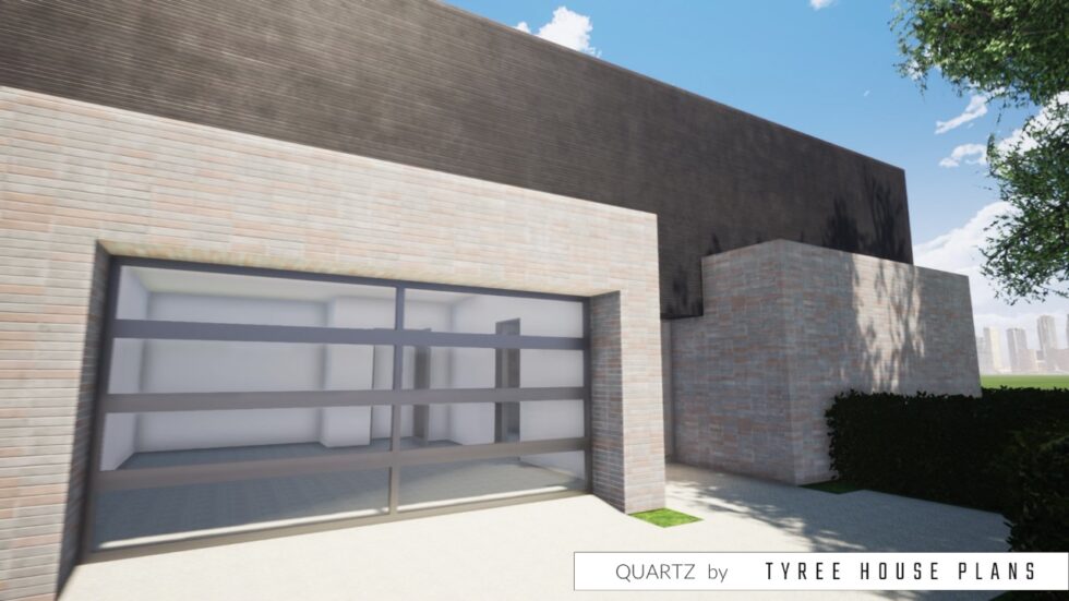 Quartz. Modern House Plan with Curved Living and Dining. Created by ...