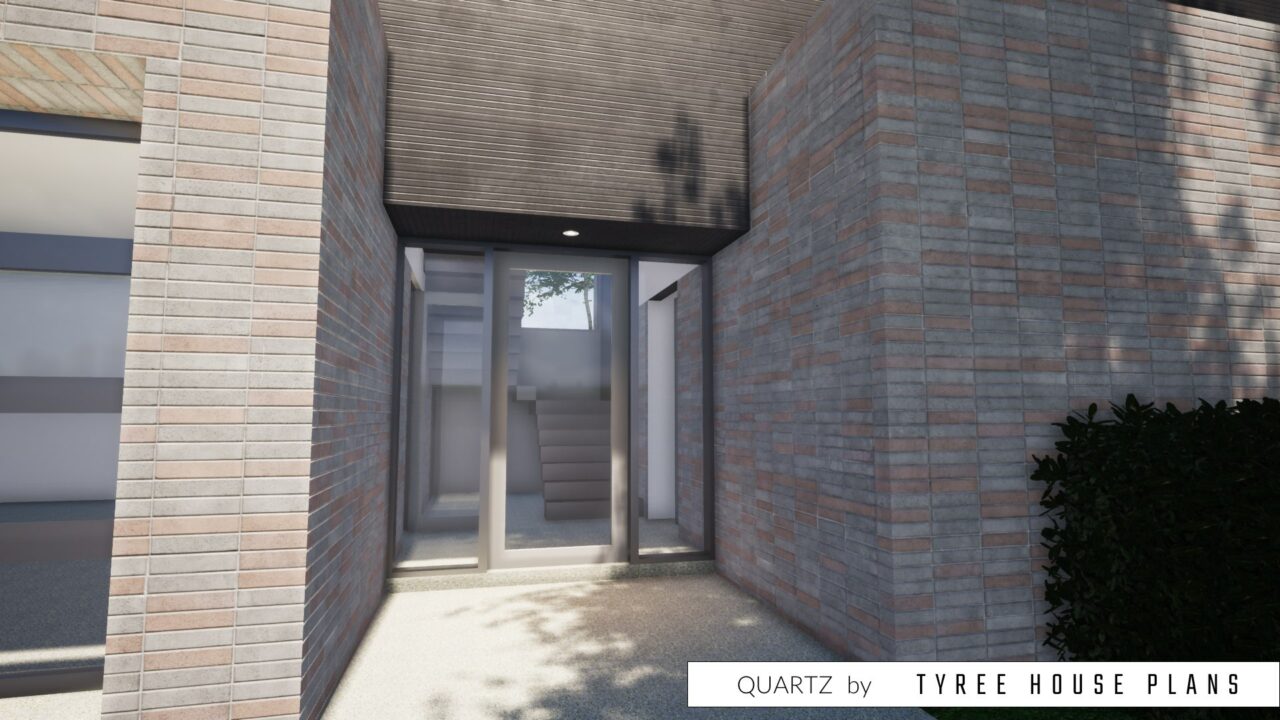 Quartz. Modern House Plan with Curved Living and Dining. Created by ...